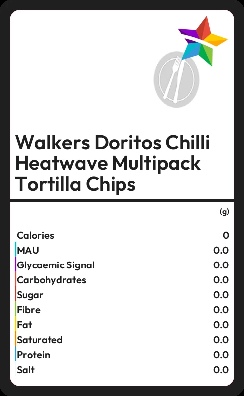 Calories and Ingredients in Walkers Doritos Chilli Heatwave Multipack Tortilla Chips with ...